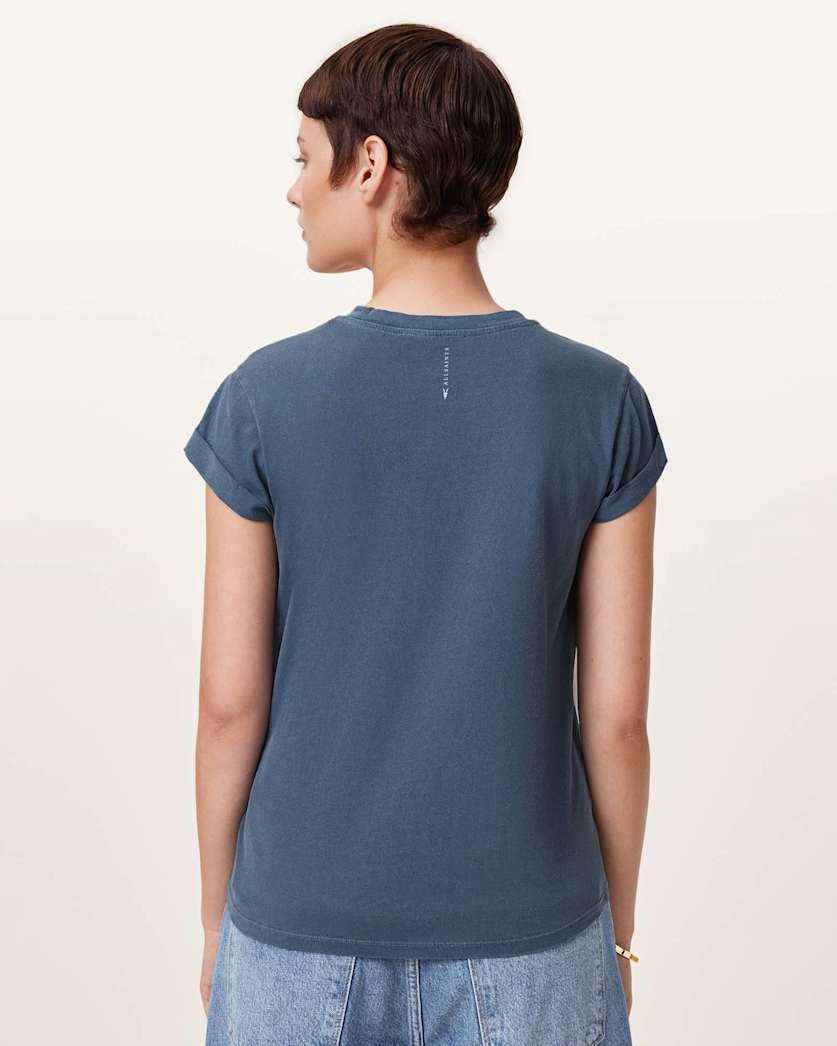 Anna Crew Neck T-Shirt OYSTER BLUE | ALLSAINTS